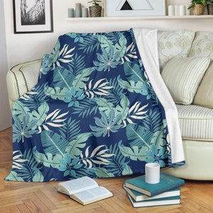 Tropical Leaves Blanket, Tropical Leaves Throw Blanket, Tropical Leaves ...
