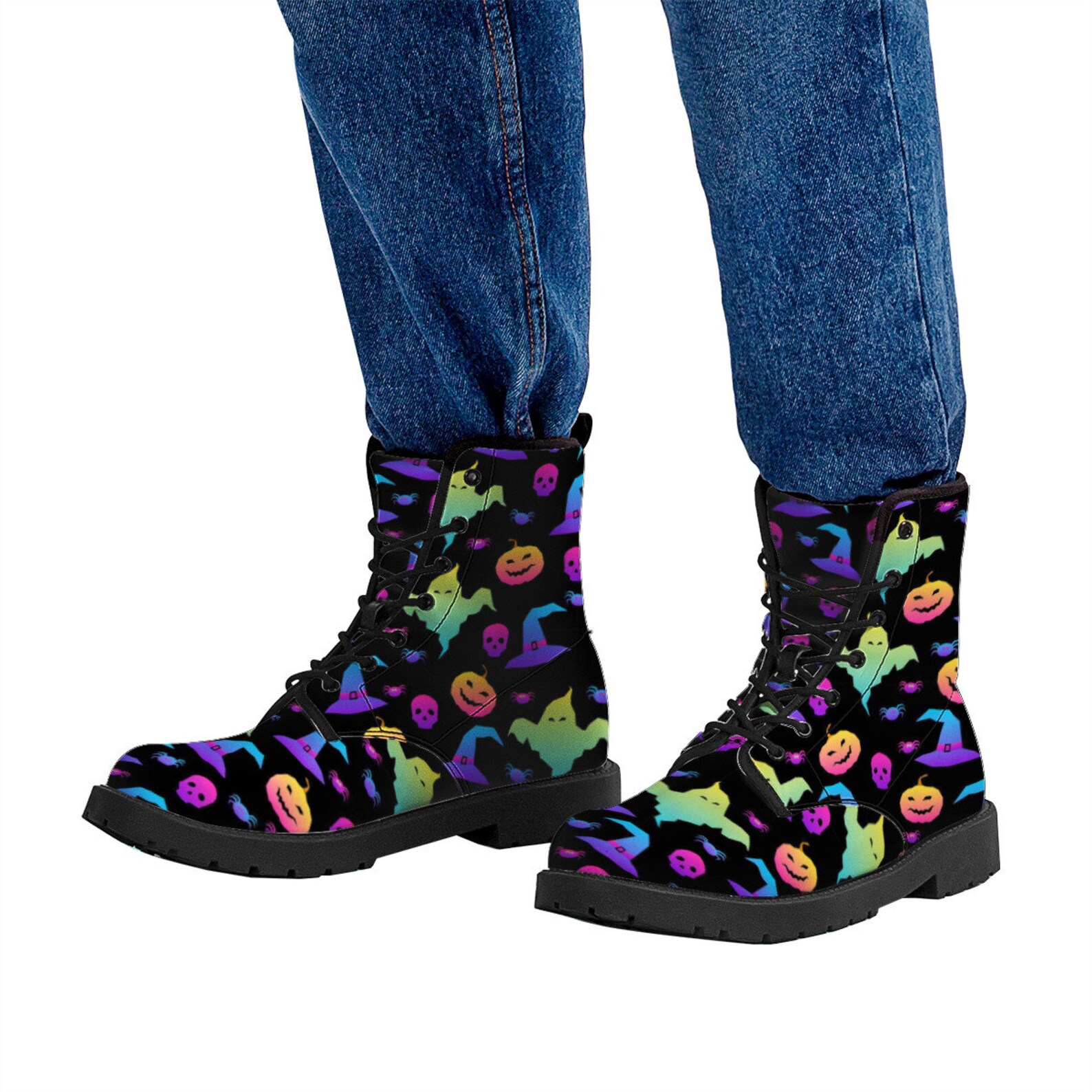 Halloween Boots Halloween Leather Boots Halloween Women - Etsy