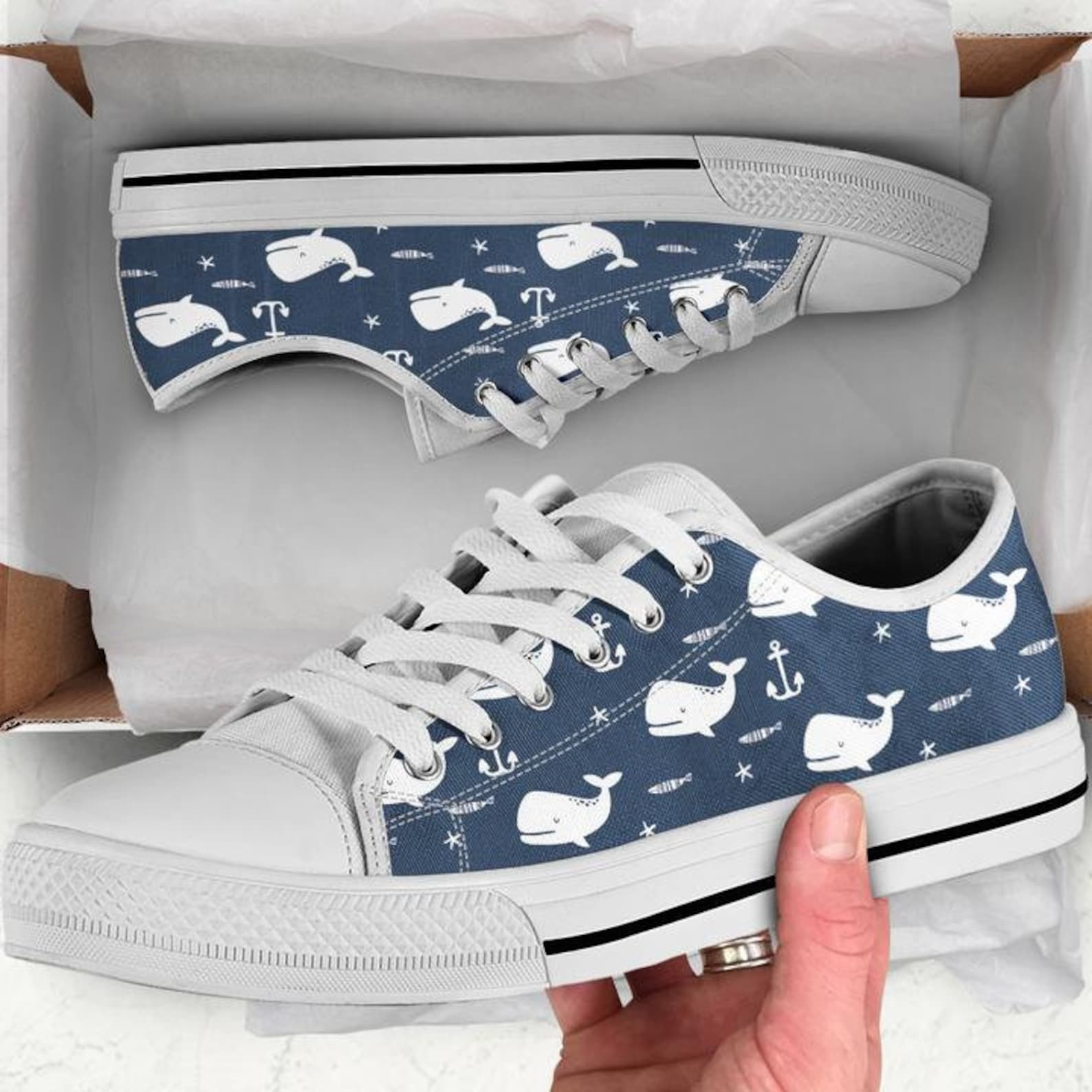 Whale Shoes Whale Sneakers Whale Women Shoes Shoes With | Etsy
