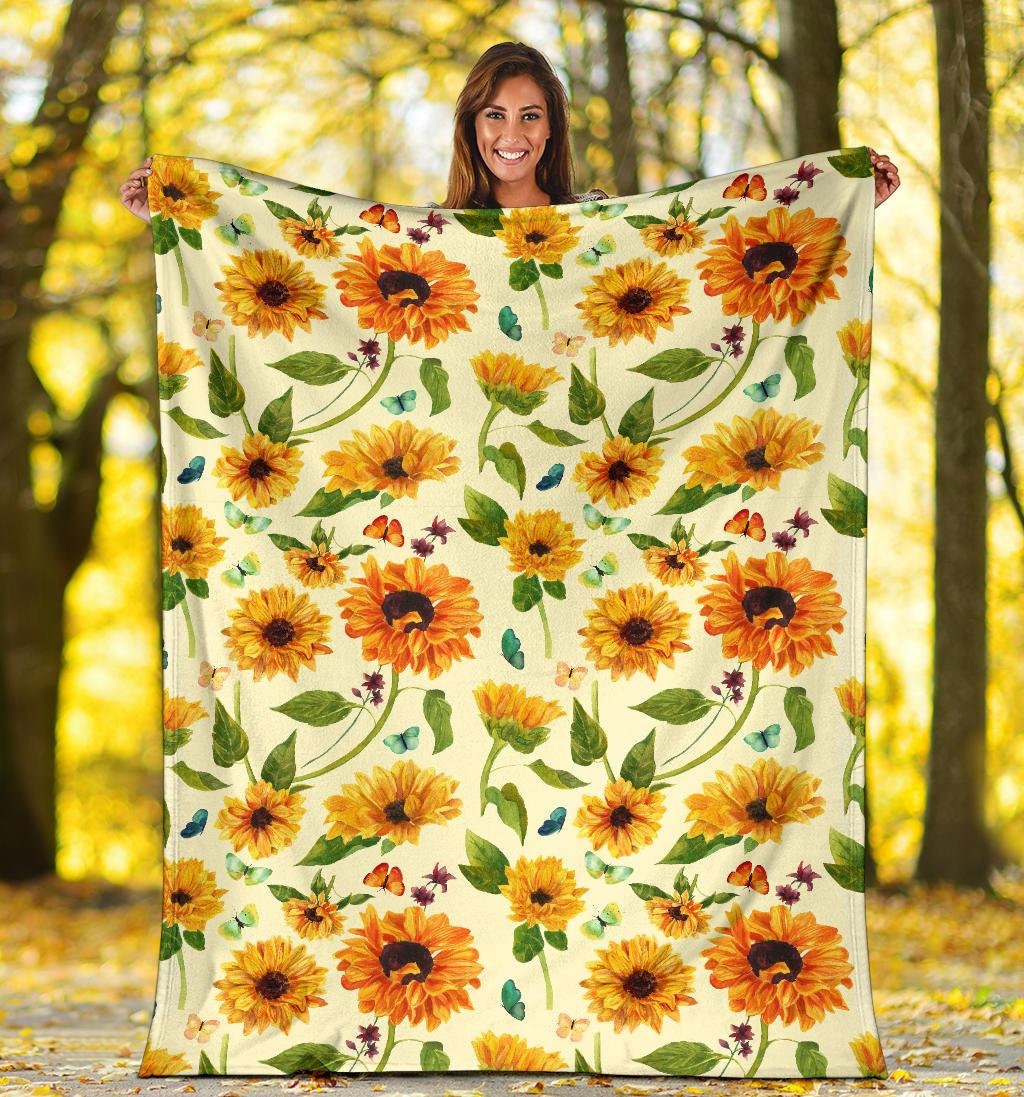 Personalized Sunflower Fleece Blanket: Vibrant Floral Throw - Etsy