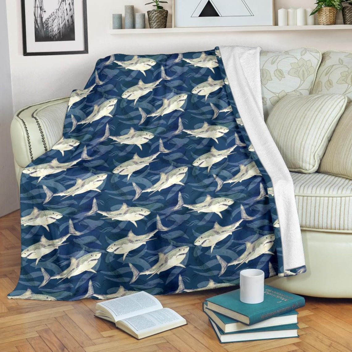 Personalized Shark Fleece Blanket: Ultra-soft Microfleece Throw - Etsy
