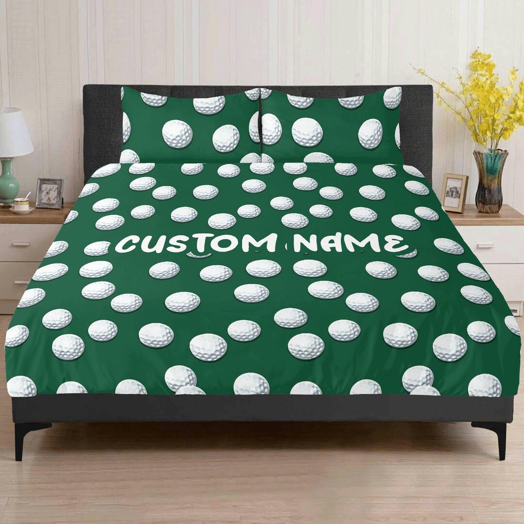 Custom Golf Bedding Set - Personalized Duvet Cover & Pillowcases, Green ...