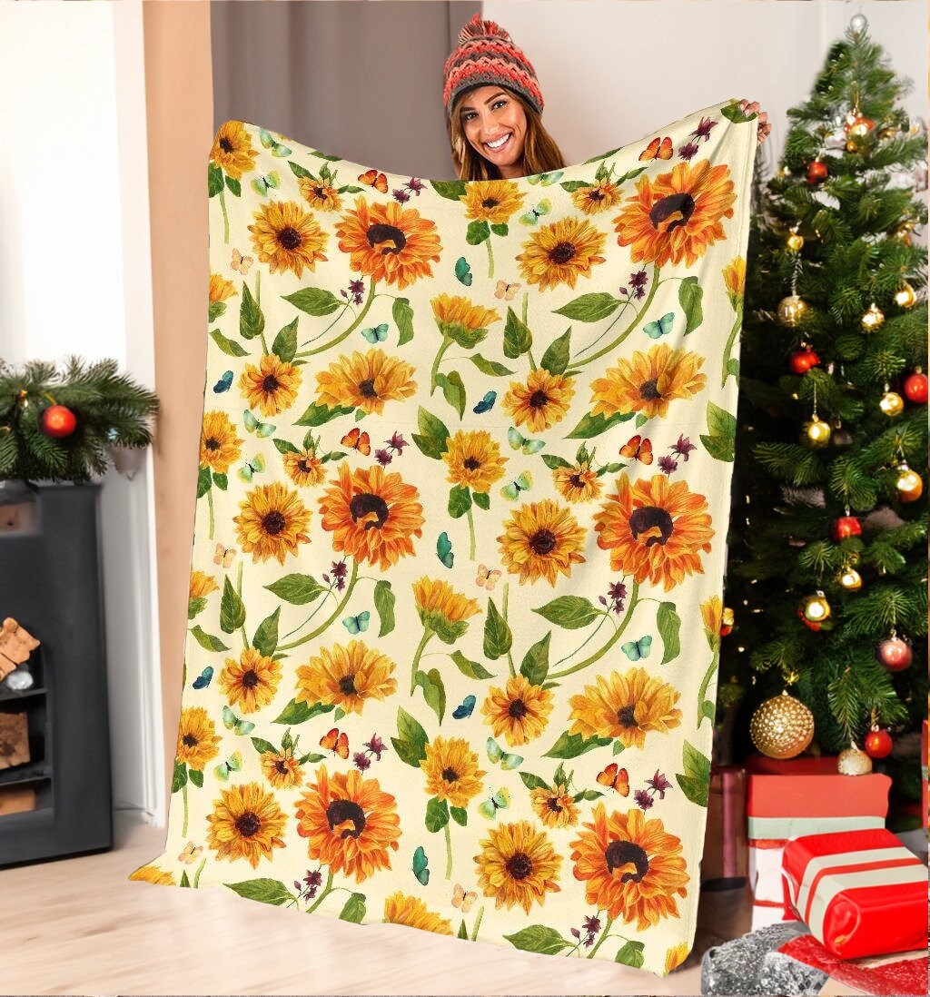 Personalized Sunflower Fleece Blanket: Vibrant Floral Throw - Etsy