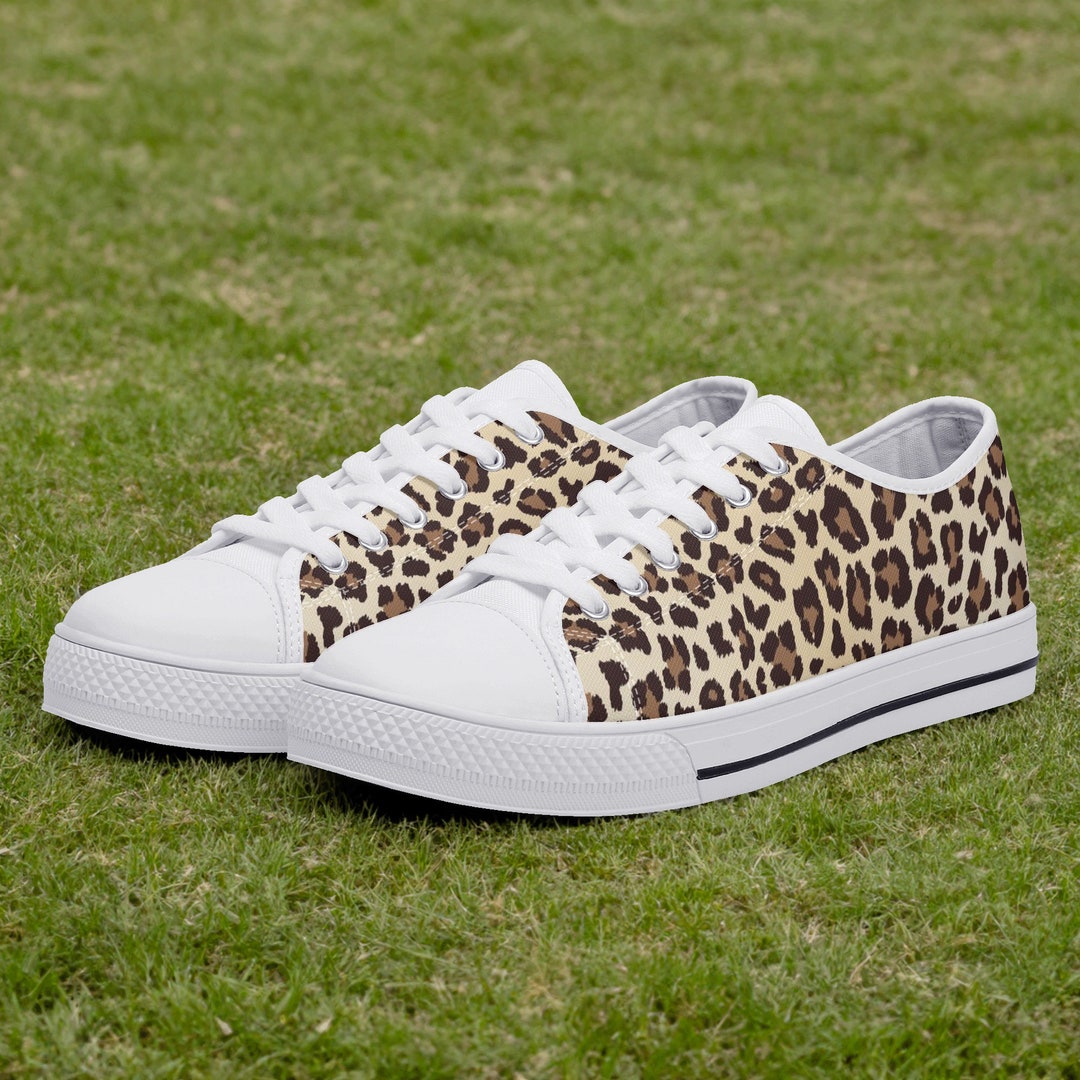 Leopard Print Canvas Sneakers: Women's Low Top Shoes - Etsy