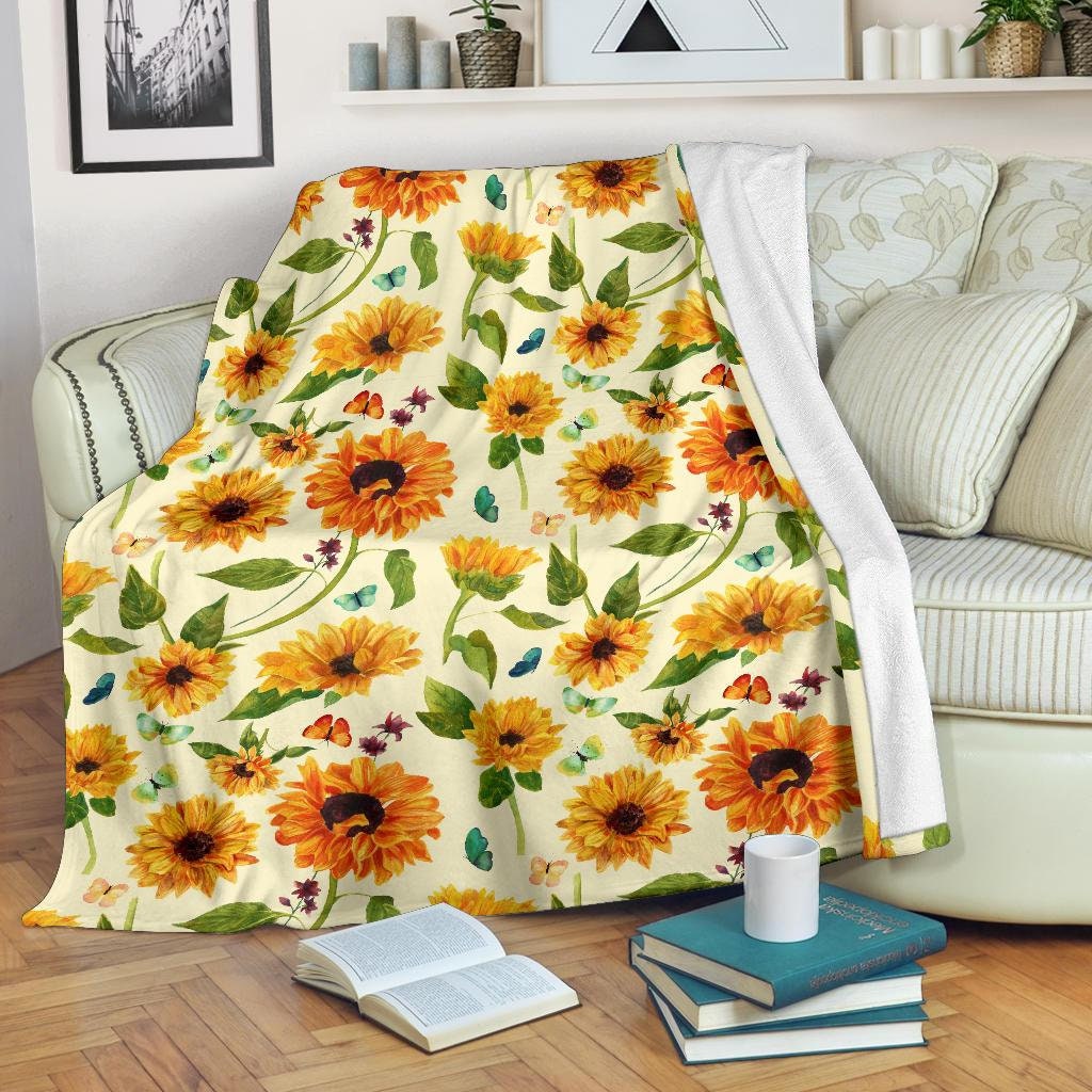 Personalized Sunflower Fleece Blanket: Vibrant Floral Throw - Etsy