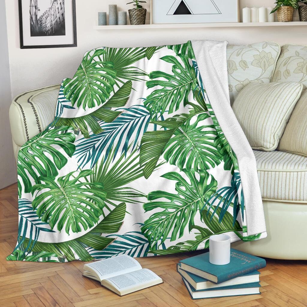 Tropical Leaves Blanket Tropical Leaves Throw Blanket | Etsy
