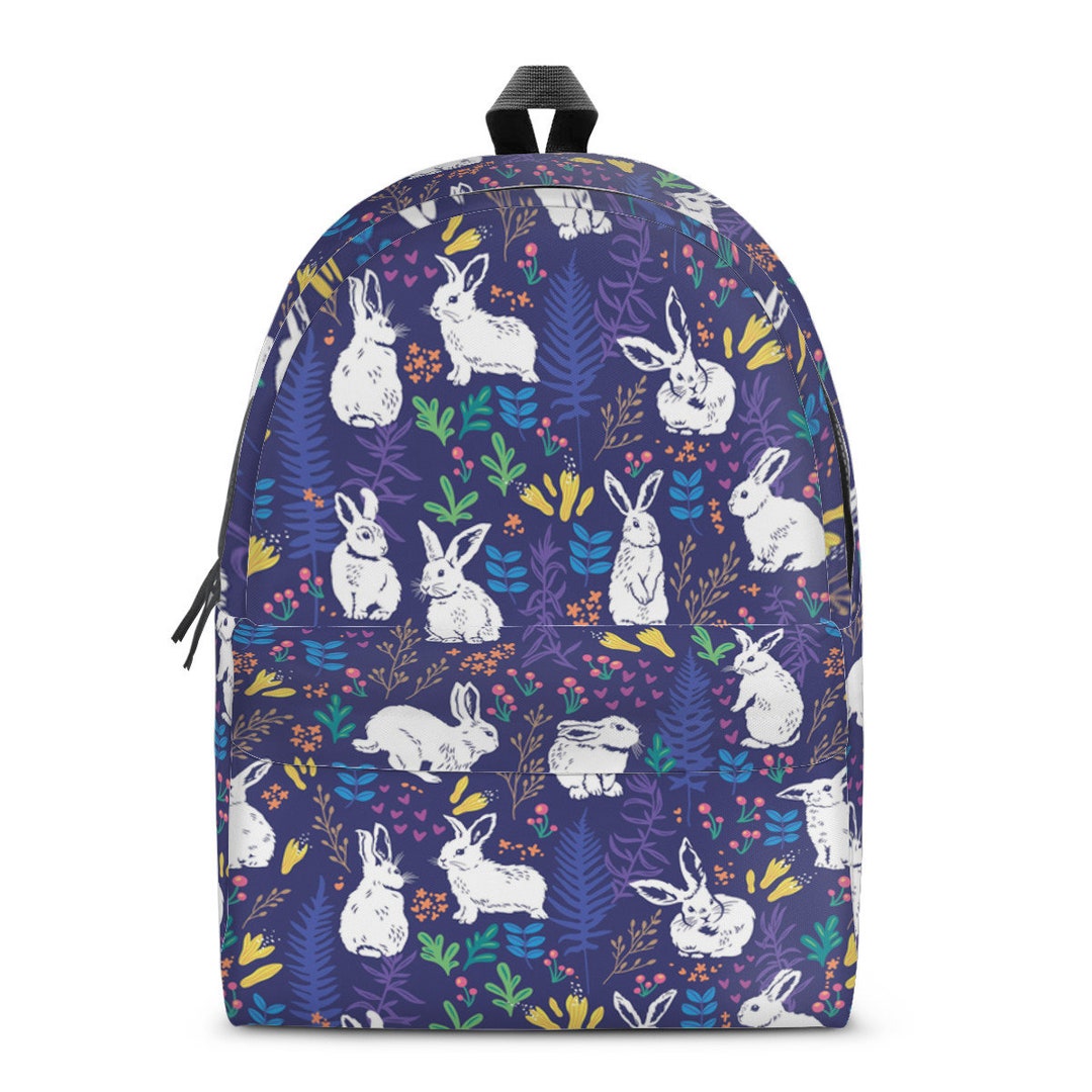 Personalized Rabbit Backpack: Floral Bunny Print, Custom Name - Etsy
