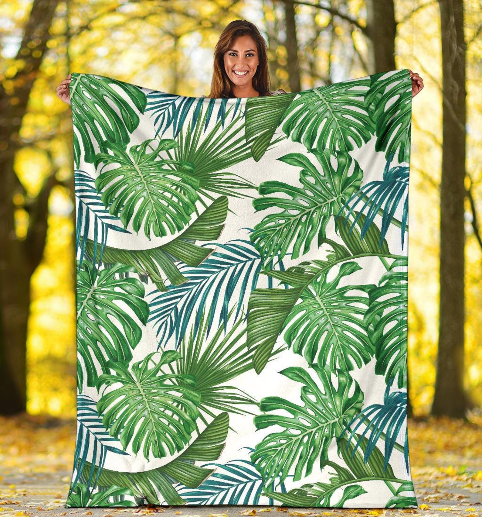 Tropical Leaves Blanket Tropical Leaves Throw Blanket | Etsy