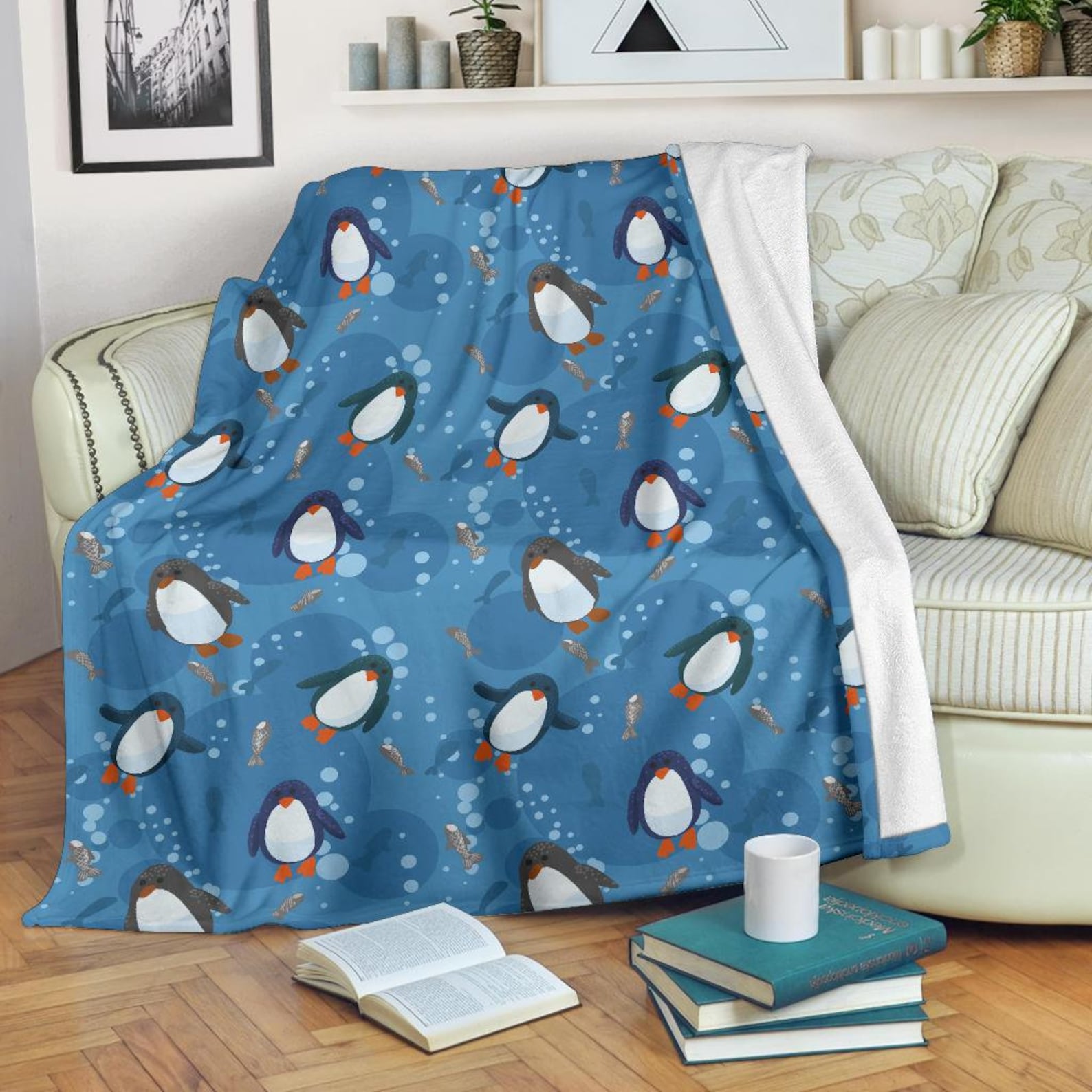 Penguin Blanket Penguin Throw Blanket Penguin Fleece | Etsy