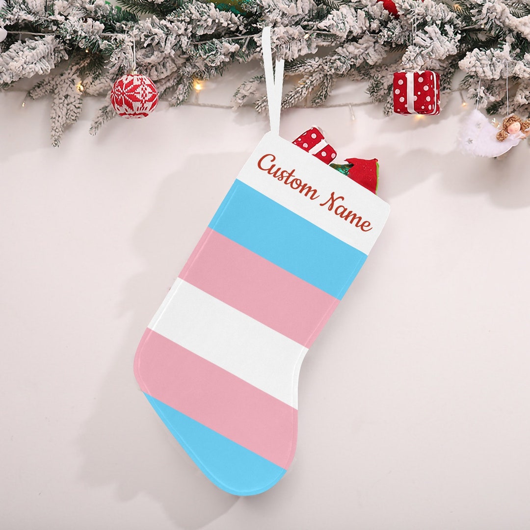 Transgender Pride Personalized Christmas Stocking - Custom Name Holiday ...
