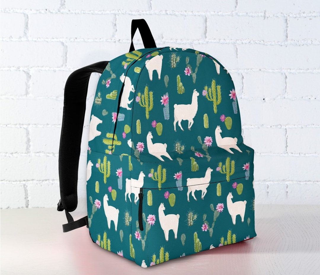 Personalized Llama Backpack: Cactus Print, Llama Lover Gift - Etsy