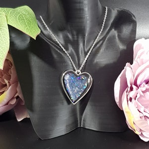 Handmade Holographic Heart Pendant and Chain - Etsy