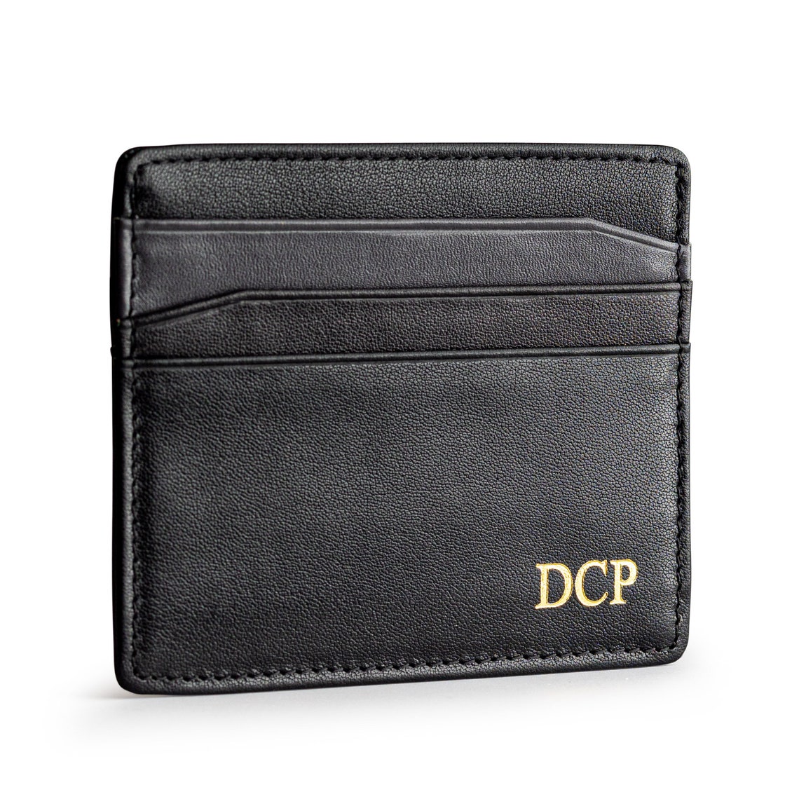Leather Card Holder Custom Initials Slim Card Wallet RFID - Etsy