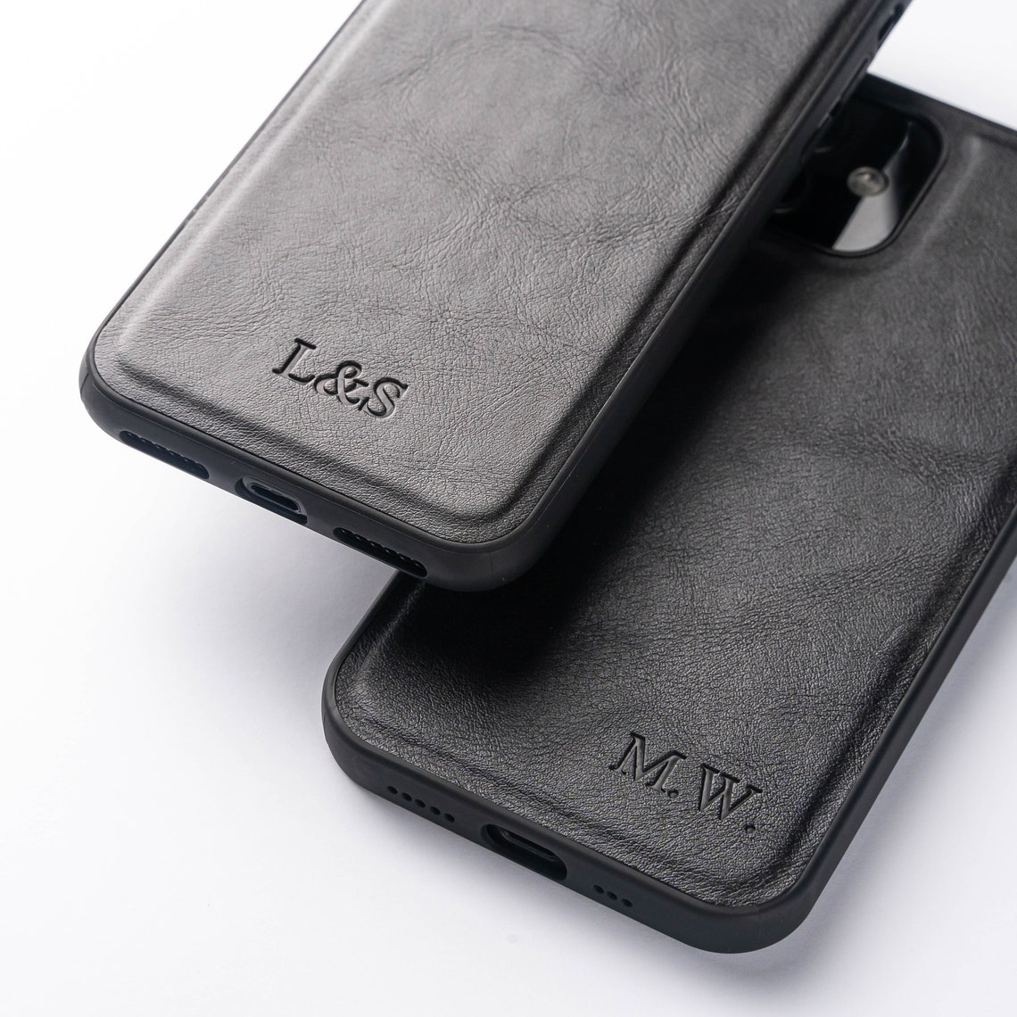 PU Leather Initials Iphone Case Personalised Custom Phone - Etsy UK