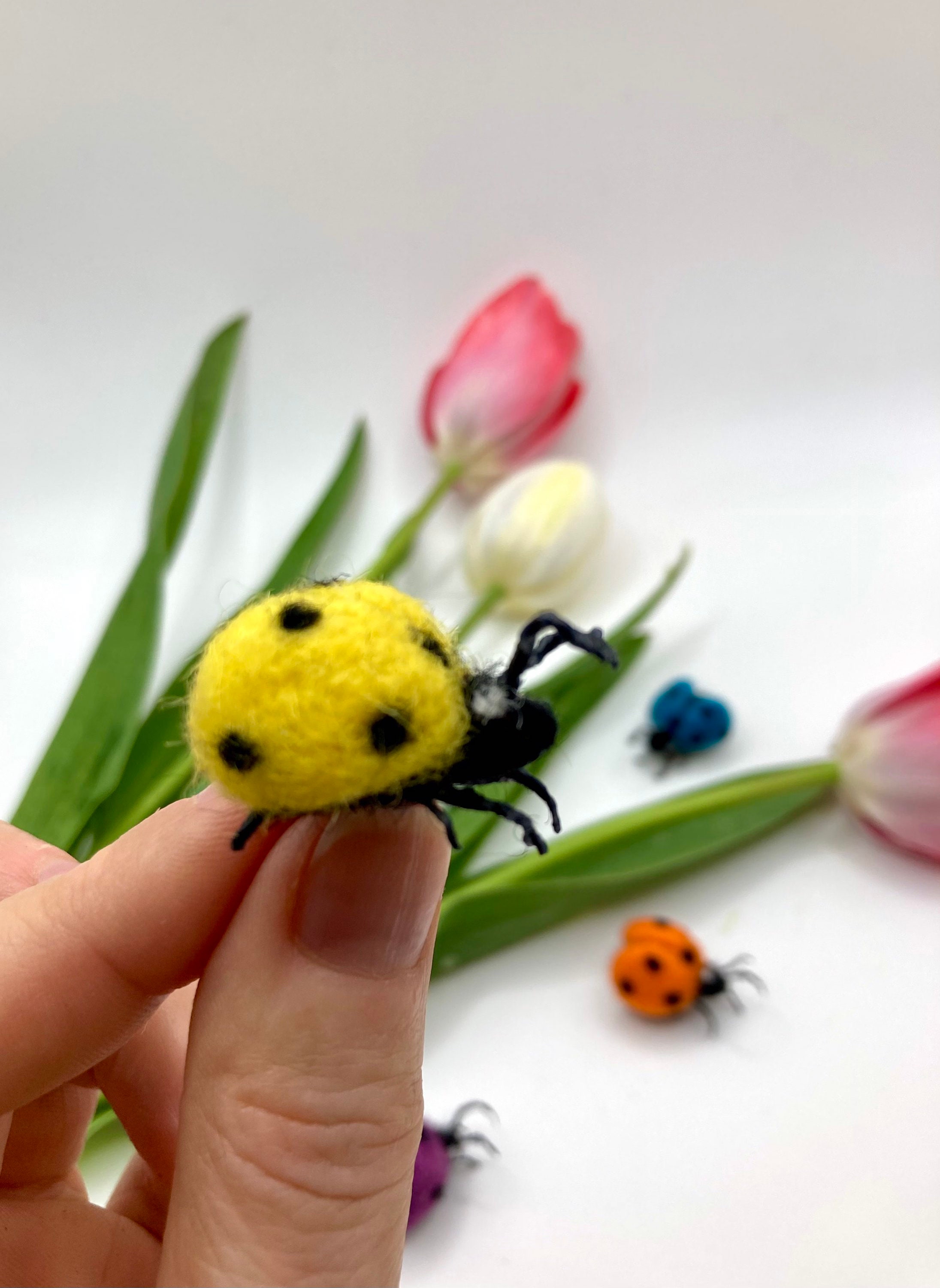 Needle Felted Yellow Ladybug Felted Ladybird Realistic Ladybug | Etsy