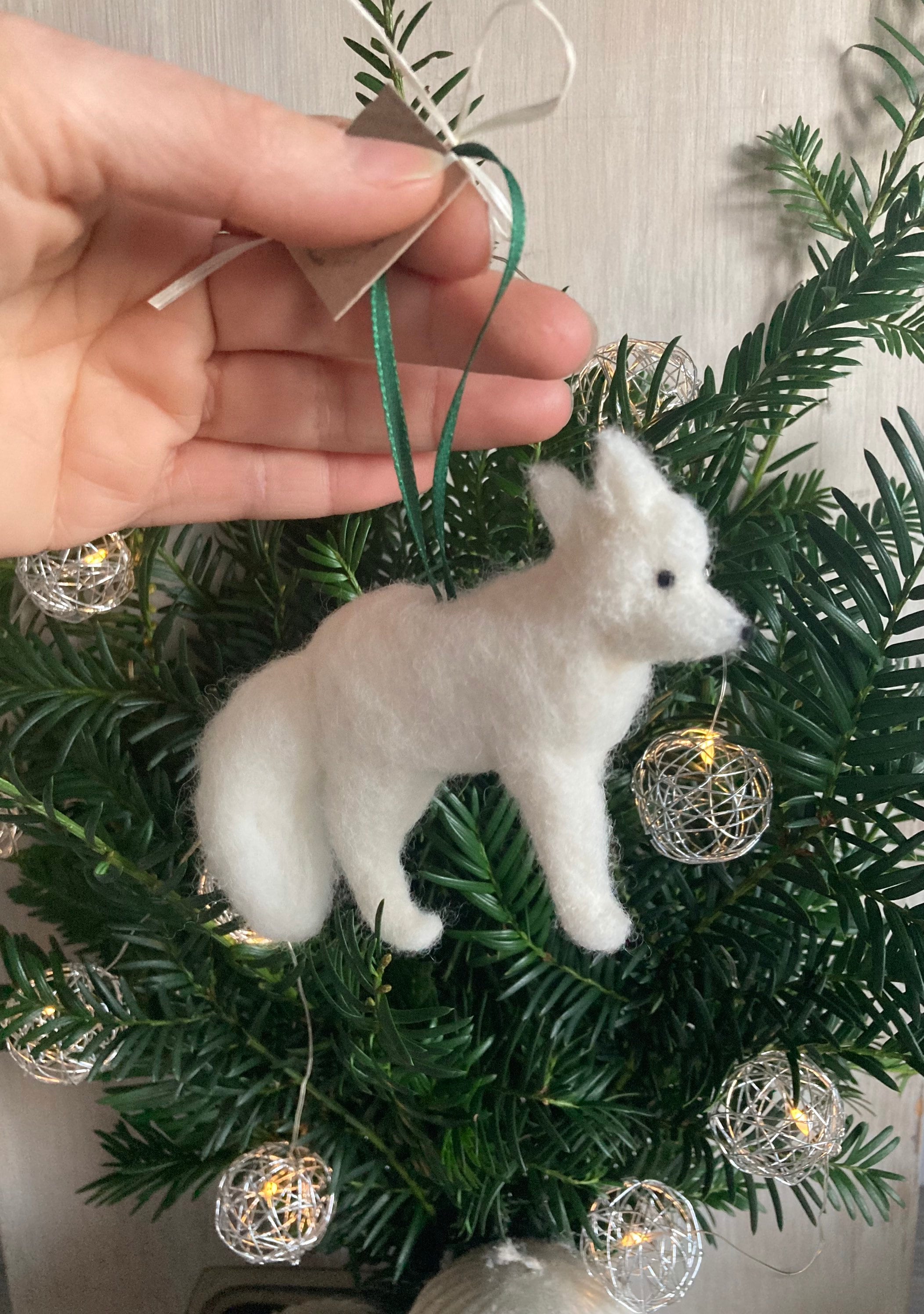 Handmade Needle Felted Arctic Wolf Ornament Christmas Tree | Etsy