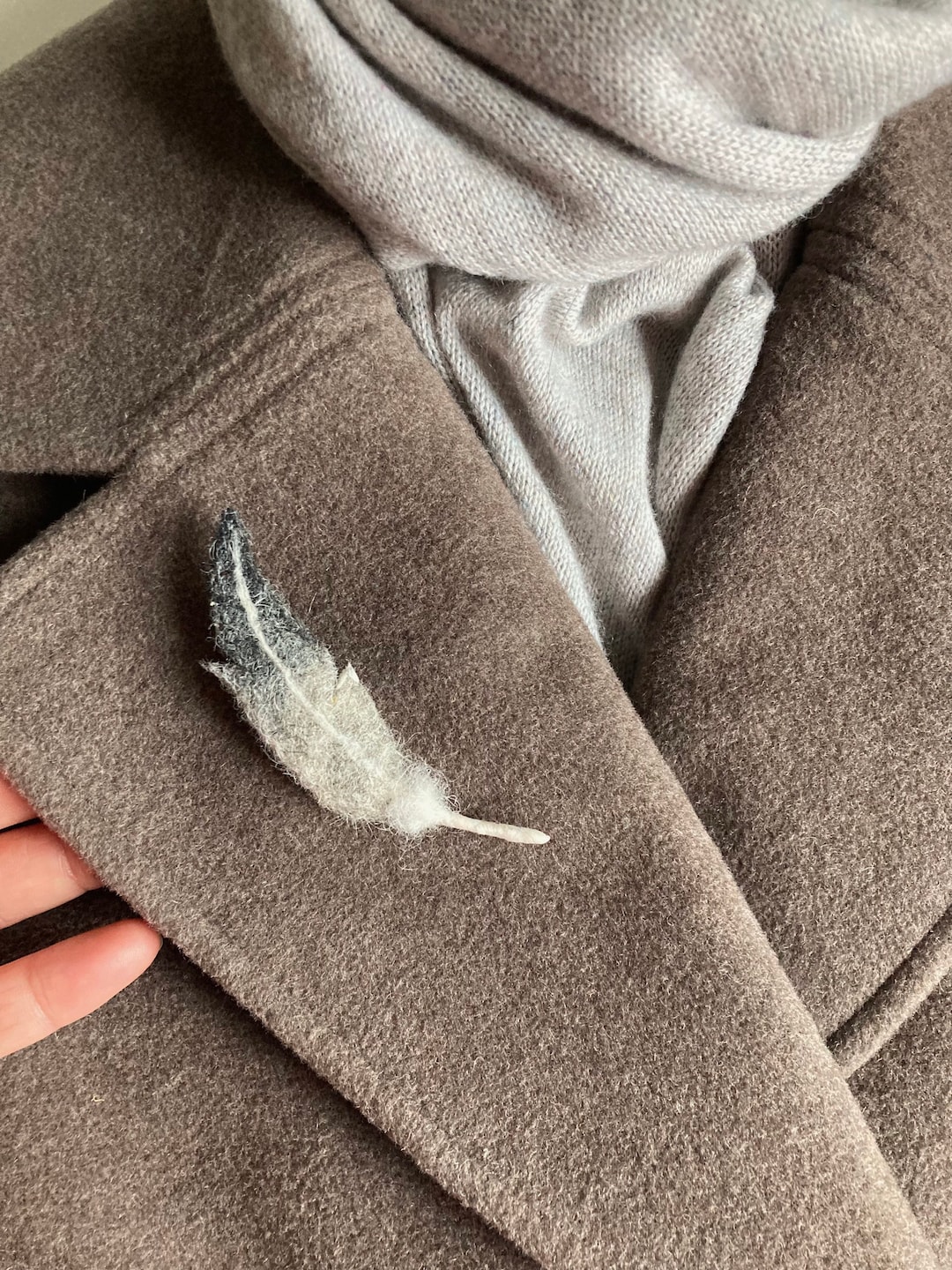 Handmade Felted Feather Pin Feather Brooch Woolen Jewellery Gift for ...