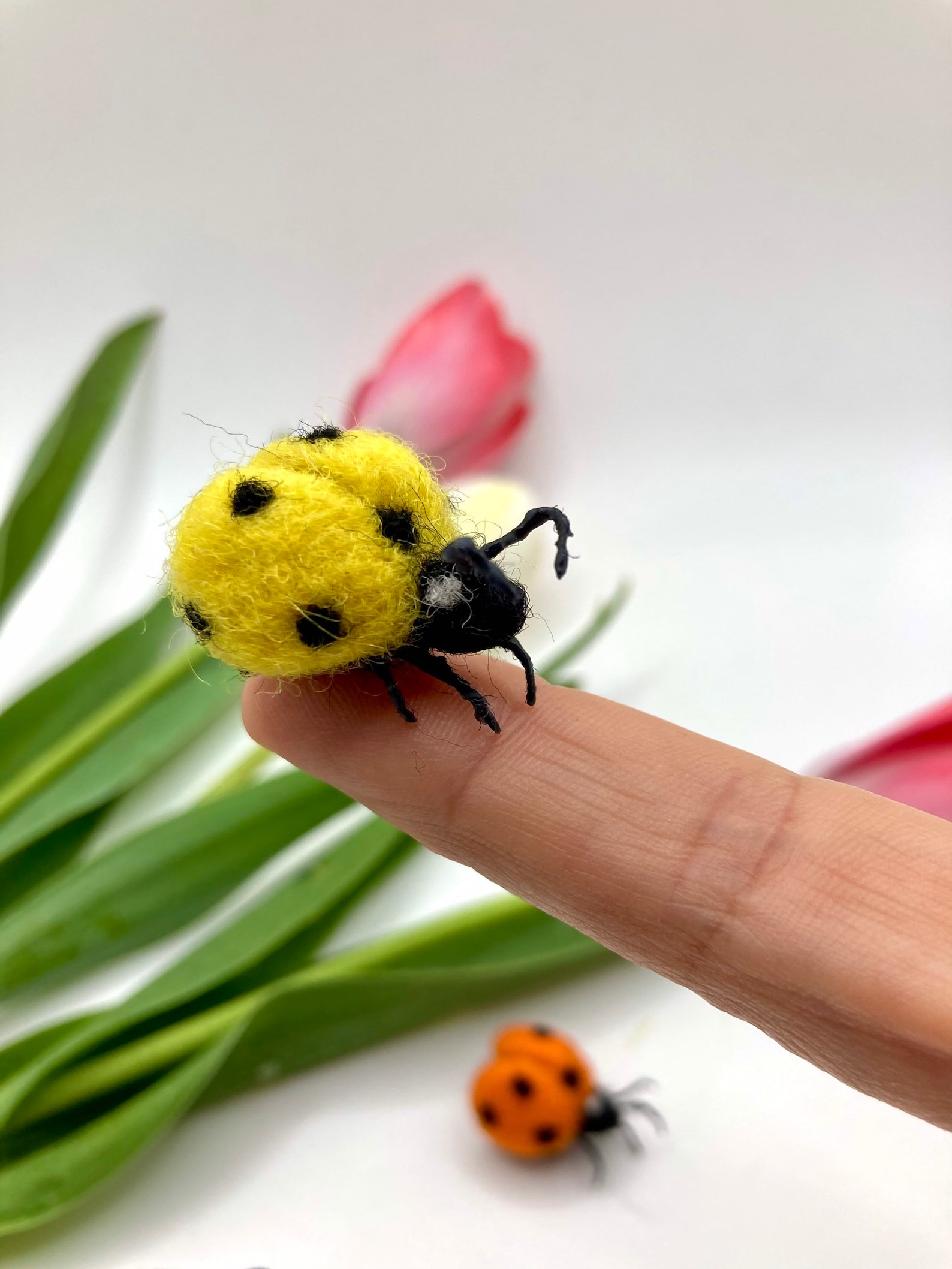 Needle Felted Yellow Ladybug Felted Ladybird Realistic Ladybug | Etsy