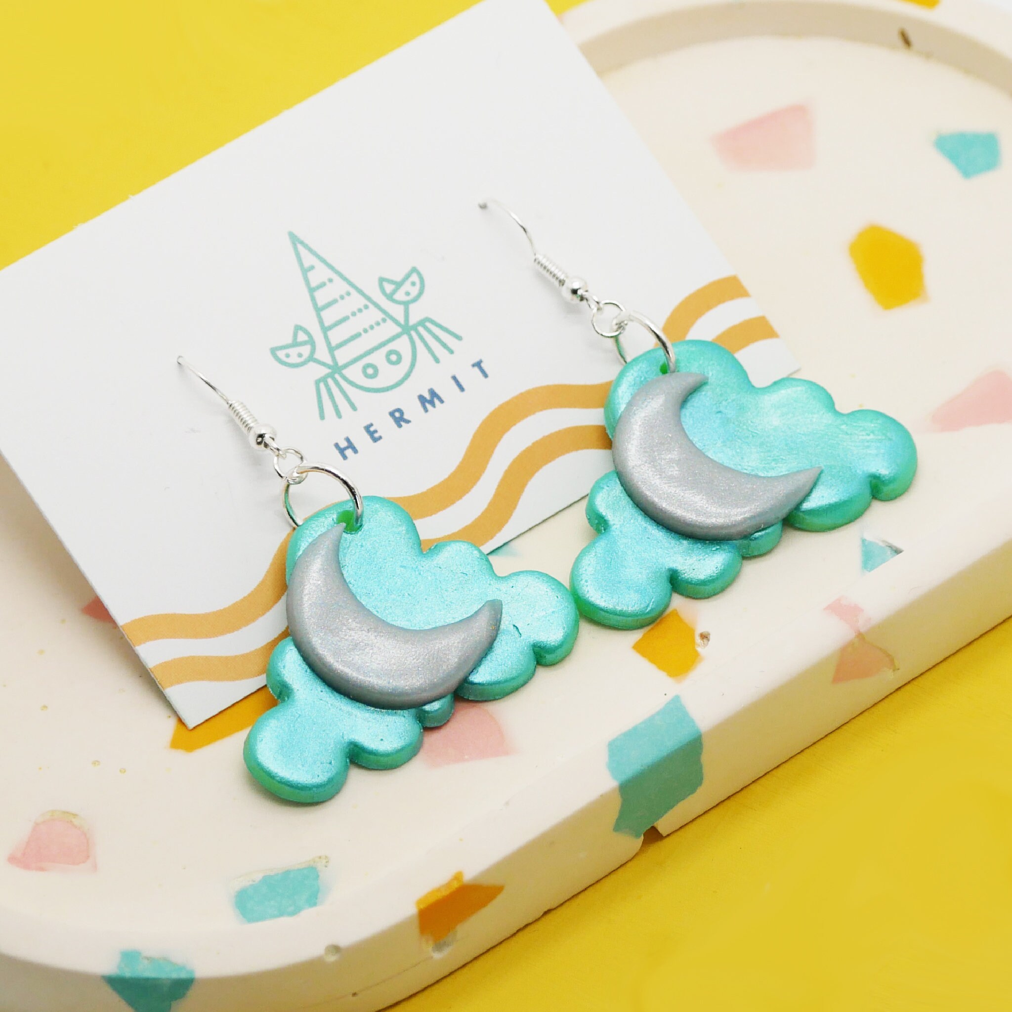 Handmade Polymer Clay Cloud and Moon Drops. - Etsy UK