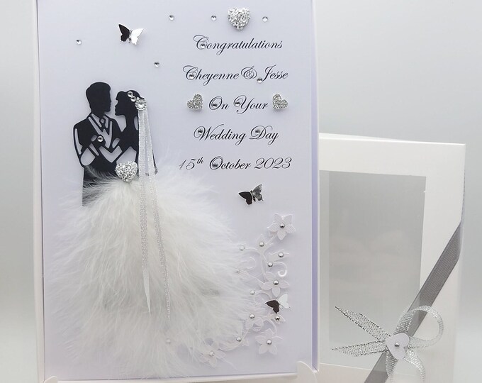 Luxury Handmade Wedding Day Card PERSONALISED Wedding Card Boxes Card ...