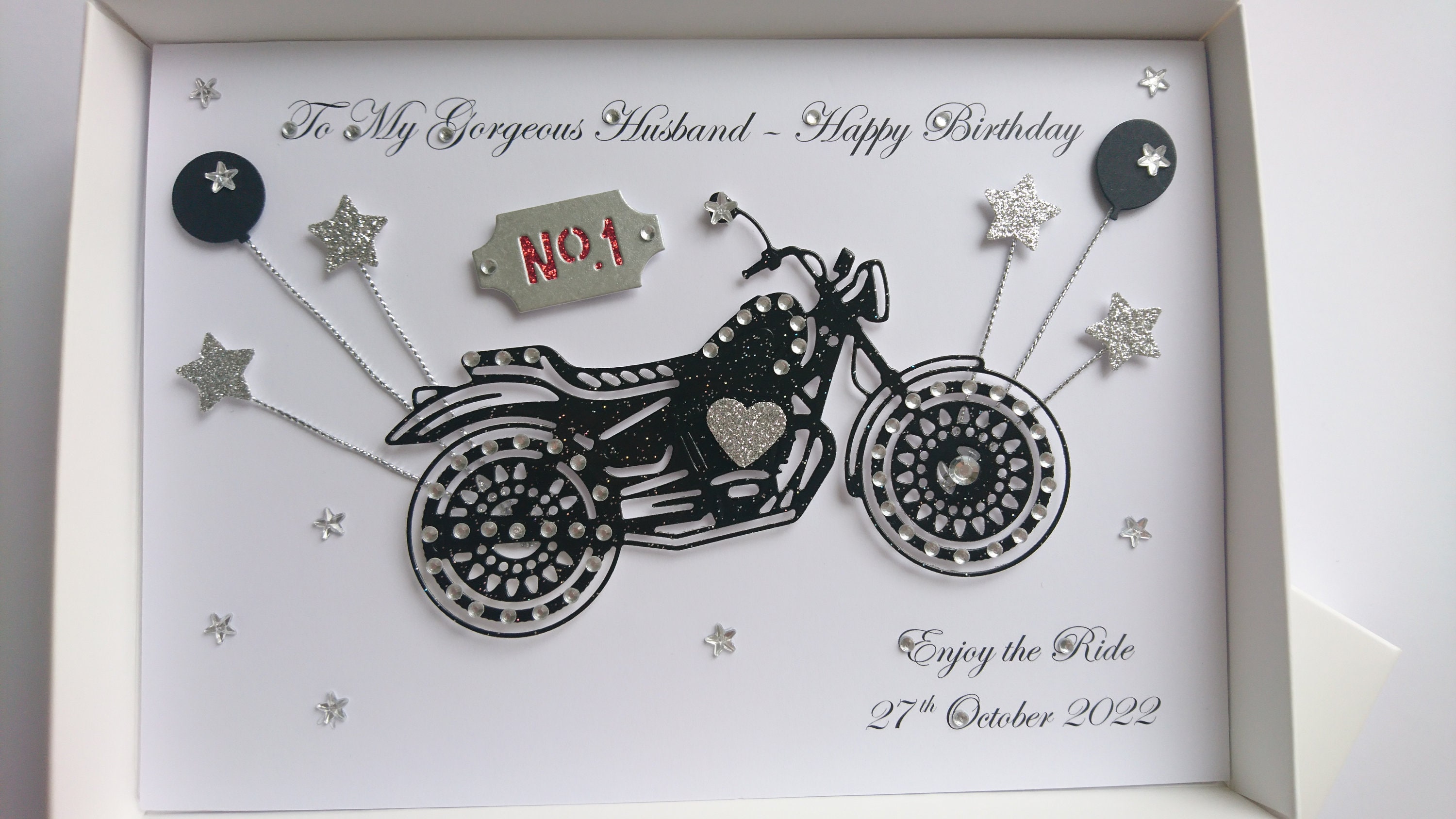 Handmade Personalised Biker Motorcycle Motobike Birthday Card GIFT BOX ...
