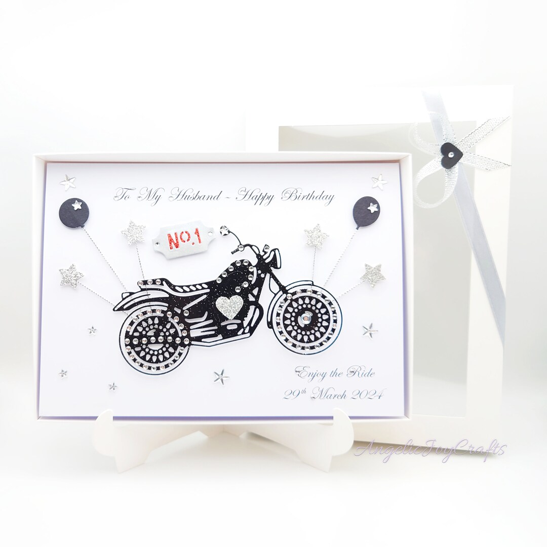 Handmade Personalised Biker Motorcycle Motobike Birthday Card GIFT BOX ...