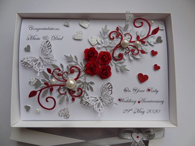 Handmade Personalised Luxury Wedding Card / Ruby 40 | Etsy