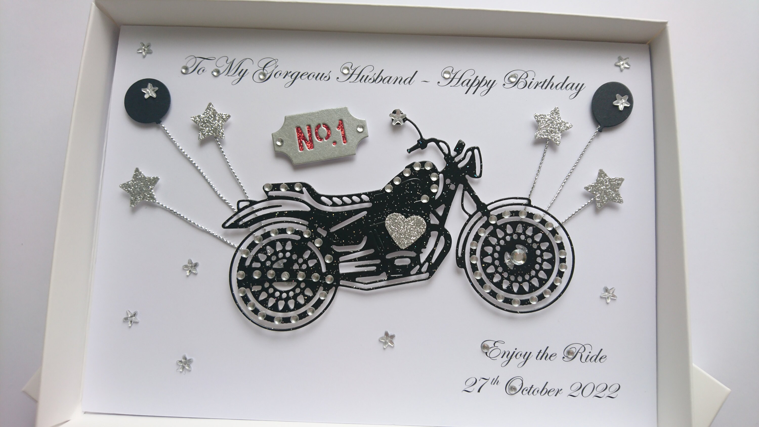 Handmade Personalised Biker Motorcycle Motobike Birthday Card GIFT BOX ...