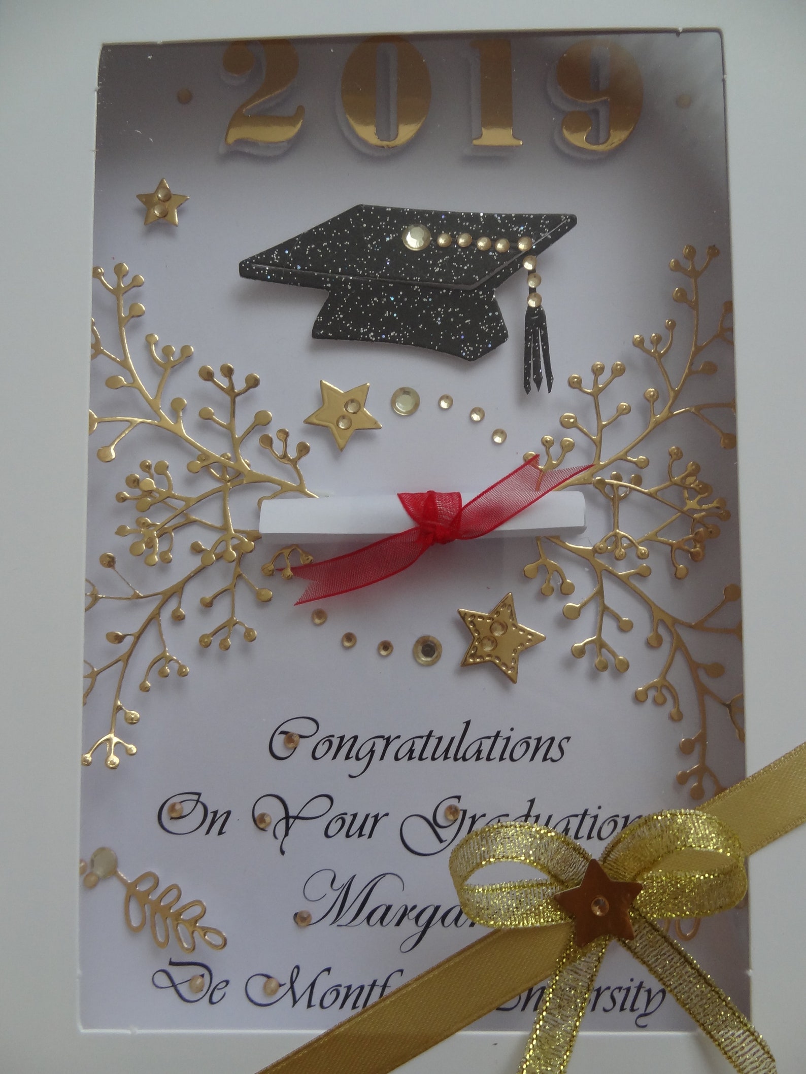 GRADUATION Handmade Personalised 3D Card / University / - Etsy
