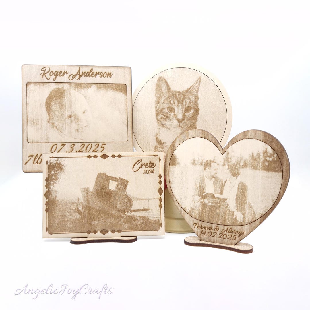 Personalized Photo Laser Engraving on Wood With Stand – A Timeless ...