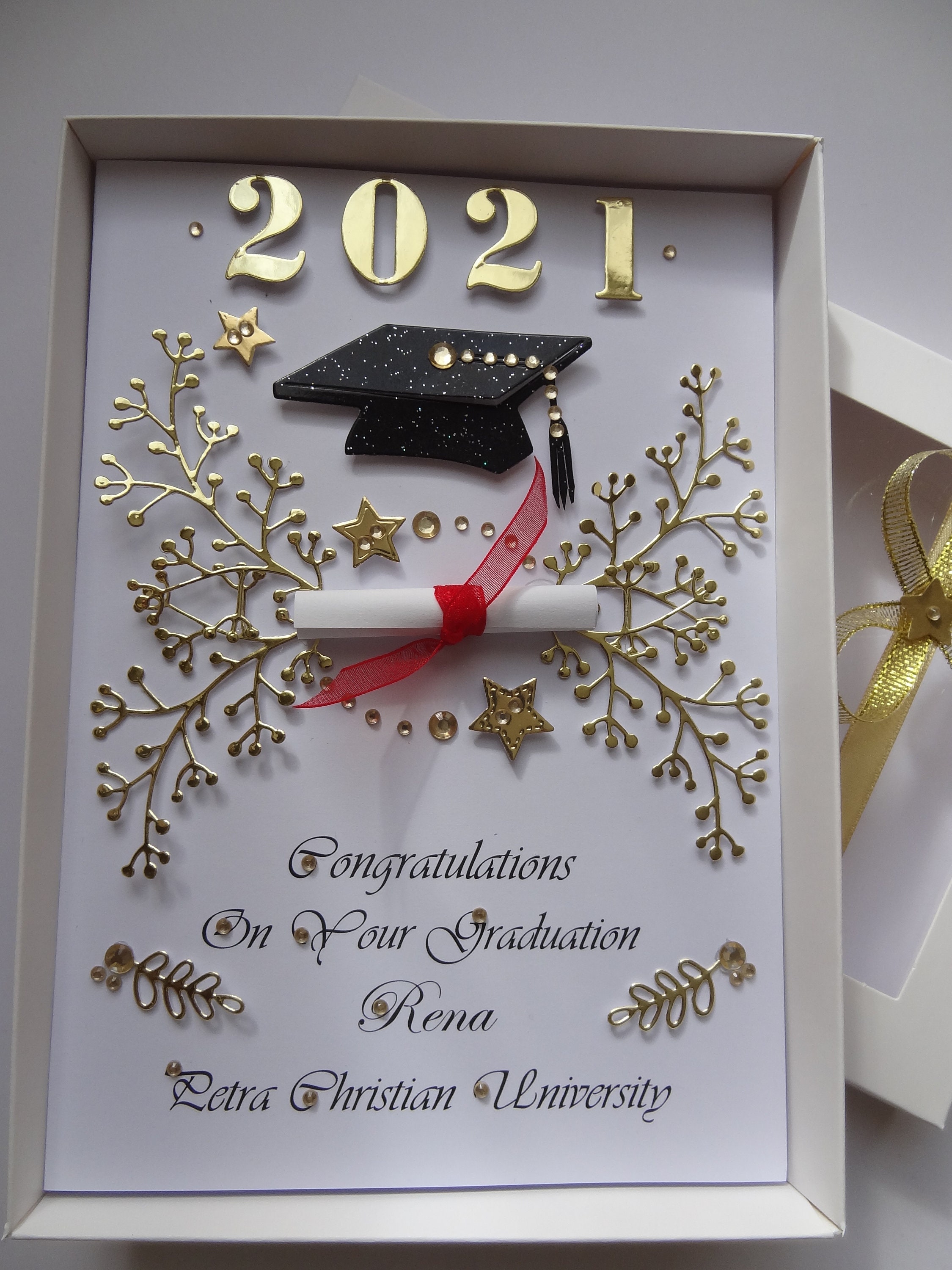 GRADUATION Handmade Personalised 3D Card / University / Keepsake With ...