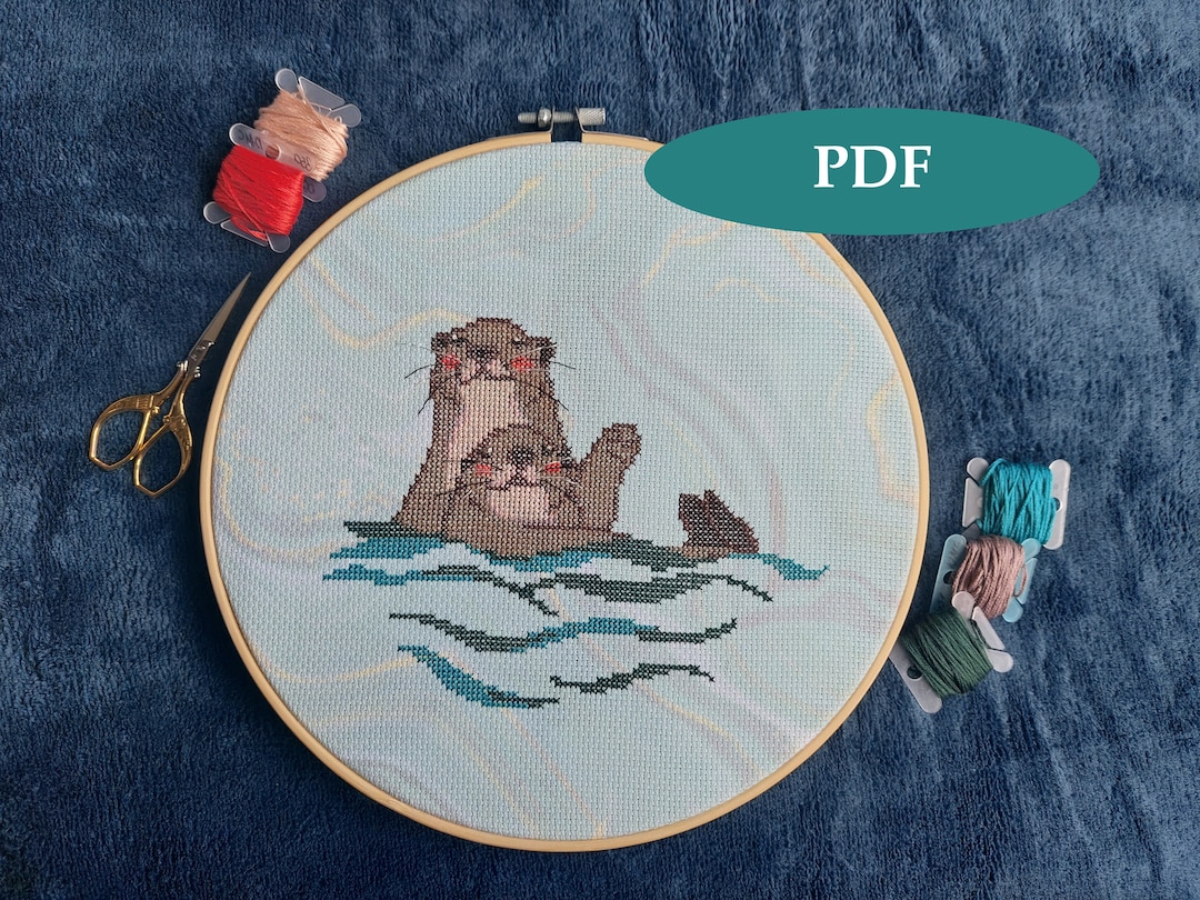 Sea Otters Cross Stitch Pattern, X-stitch Pattern, Easy Counted Pattern ...