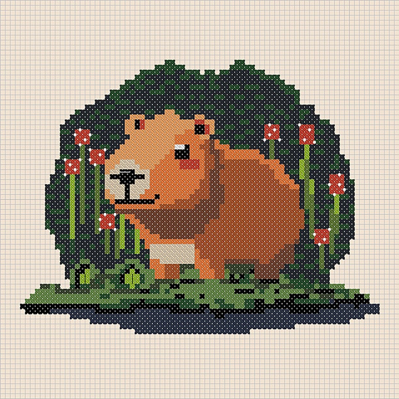 Capybara Cross Stitch Pattern, X-stitch Pattern, Easy Counted Pattern ...