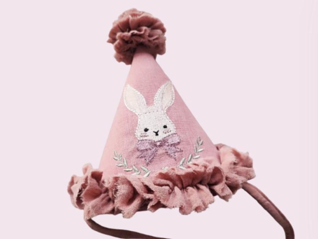 Easter Hat With Bunny, Embroidered Hat, 1st Birthday Cone Hats, Hight ...