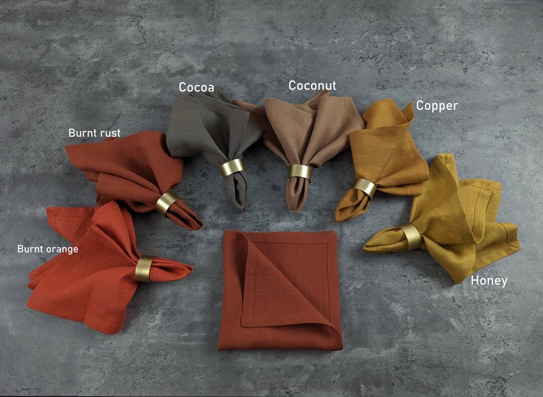 Burnt Rust Color Napkins, Napkins Set Rust Sage Green Olive Green ...
