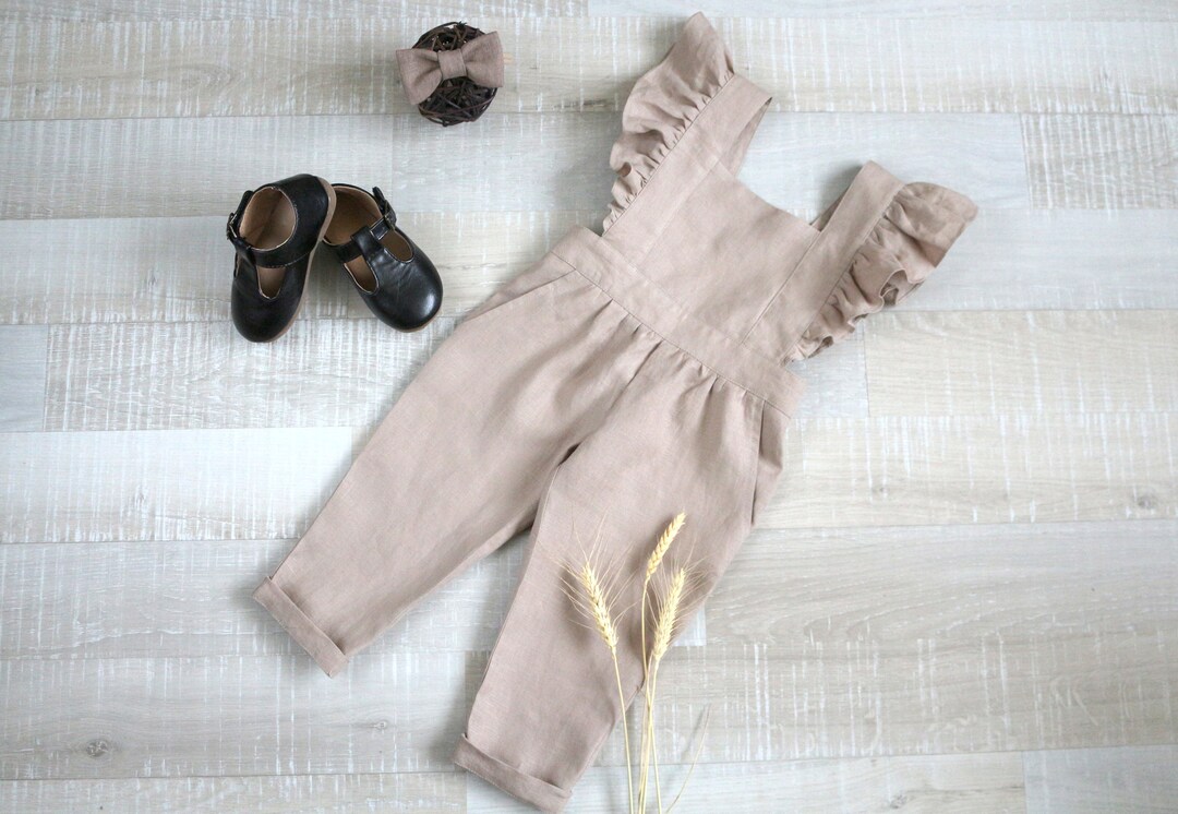 Girls Brown Ruffle Overall, Jumpsuit, Toddler Flutter Sleeve Bodysuit ...