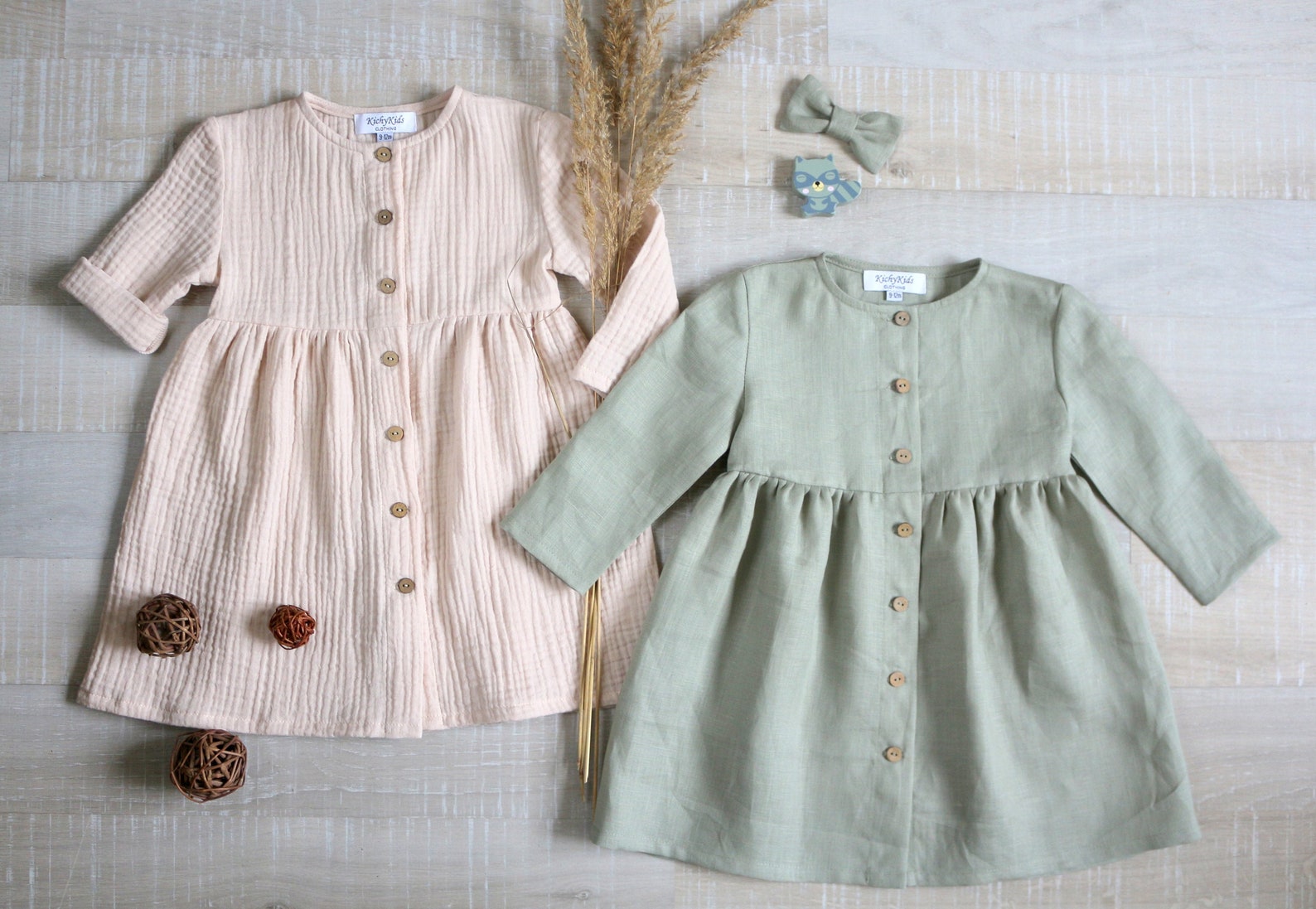 Girls Muslin Button Front Dress Long Sleeve Garment Toddler - Etsy