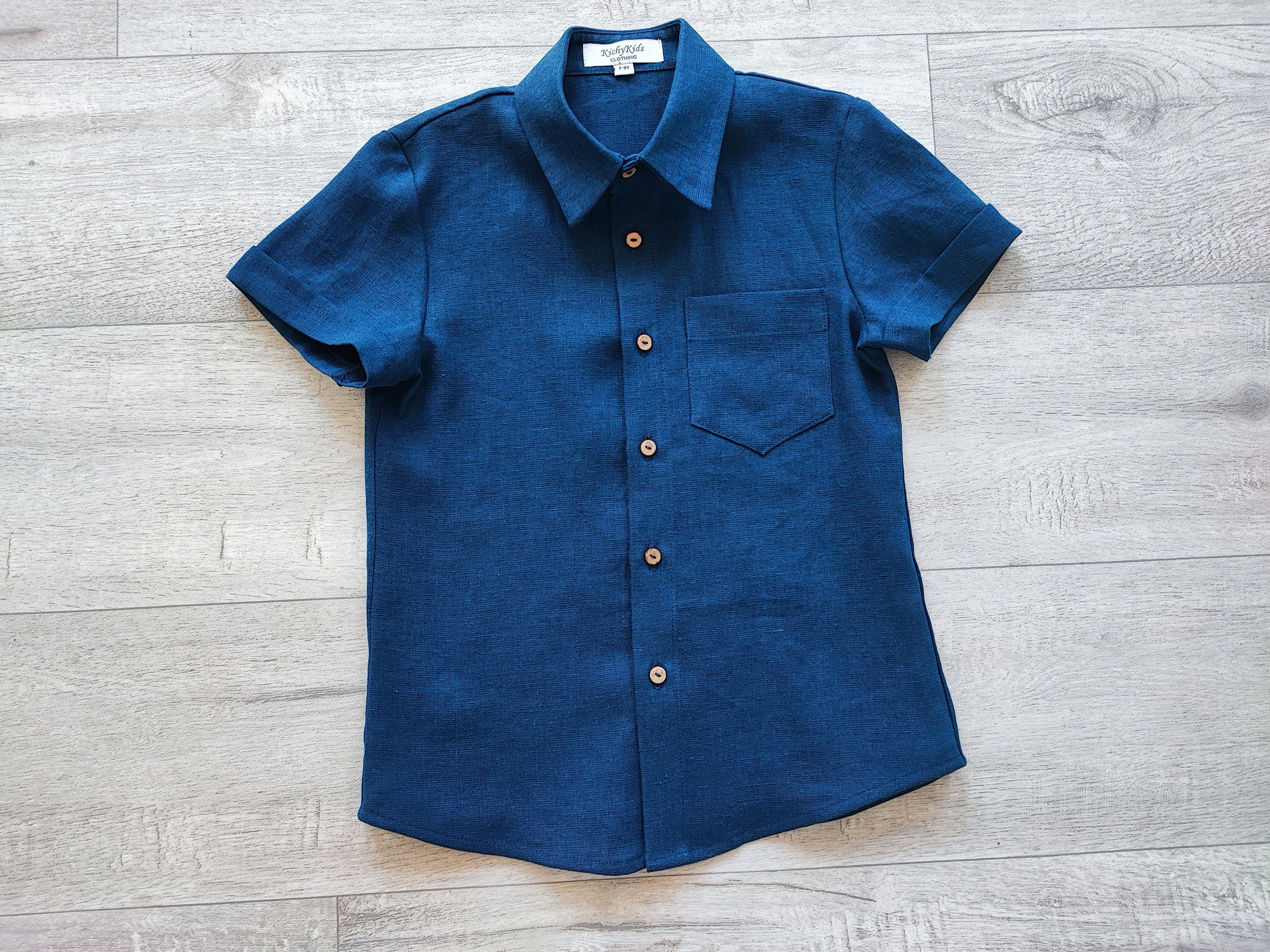 Linen Short Sleeved Shirt, Page Boy Toddler Stand- up Shirt, Kids ...