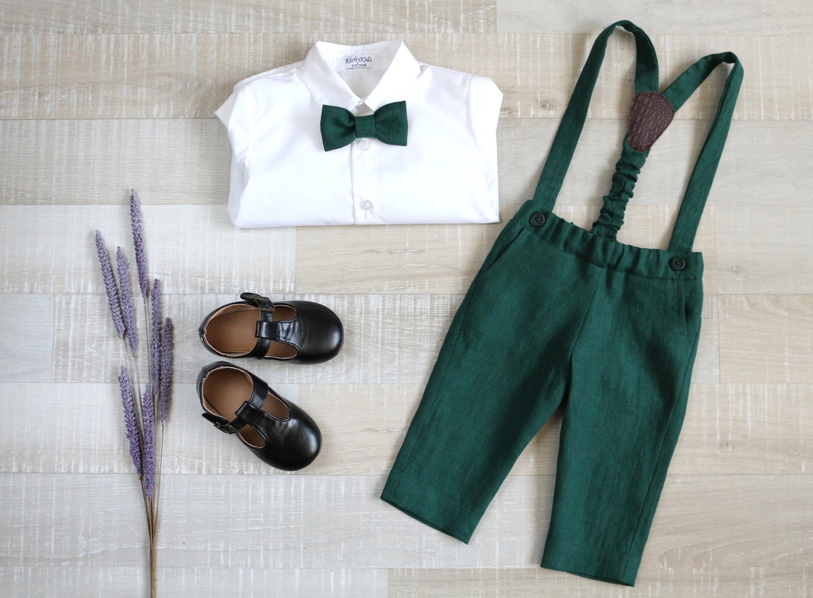 Page Boy Green Suit Set Baby Boy Linen Carrier Pants Baptism - Etsy