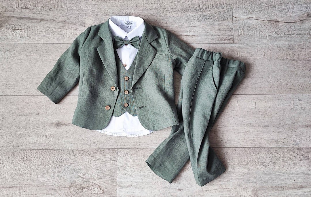 Ring Bearer Sage Green Outfit A, Suit for Baby Boy, Jacket,pants ...