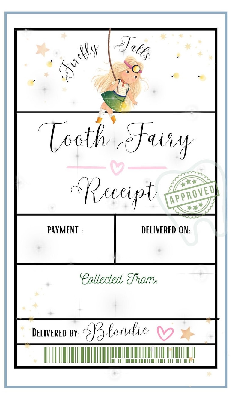 TOOTH FAIRY BOOK and Receipt, Tooth Fairy, Tooth Fairy Book, Brave ...