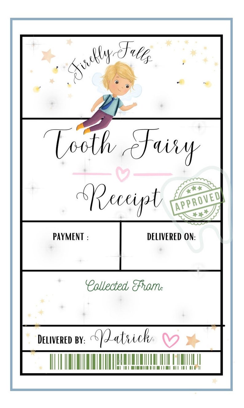 TOOTH FAIRY BOOK and Receipt, Tooth Fairy, Tooth Fairy Book, Brave ...