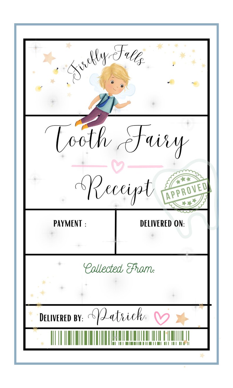 TOOTH FAIRY RECEIPTS, Tooth Fairy, Printable, Editable, Official Visit ...