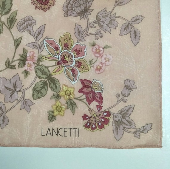 Vintage LANCETTI Floral motive luxury 90s Large handk… - Gem
