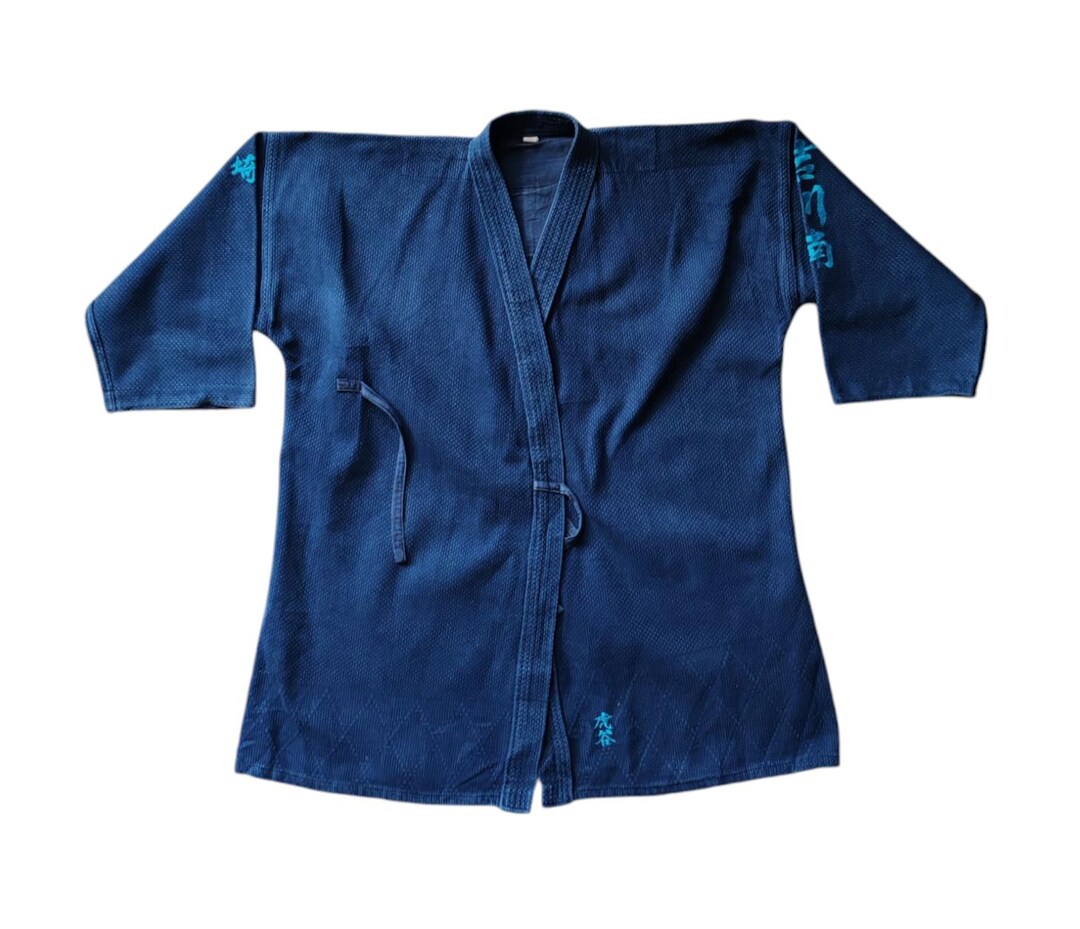 Vintage Kimono Japanese Size M-L 90s Traditional Sashiko Boro Kendo Gi ...