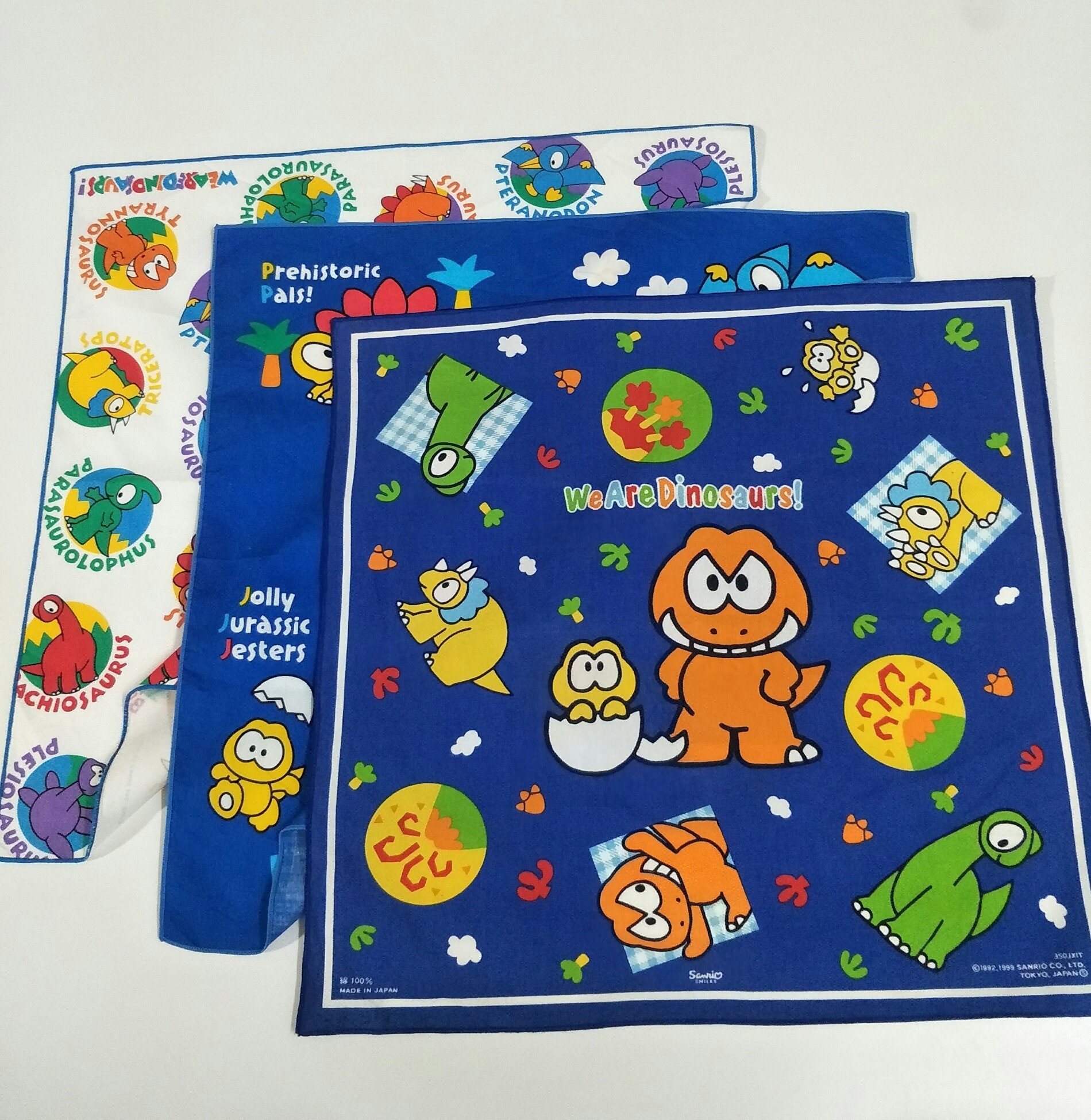 Lot 3 Vintage 90s Wearedinosaurs Cotton Handkerchief 16.5 X 16.5 Inches ...