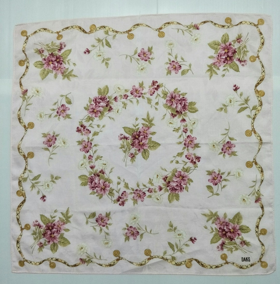Vintage DAKS London 90s Large Cotton Handkerchief 22 X 22 Inches ...