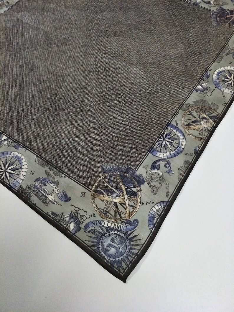 Vintage Nino Cerruti 1881 Old World Map Nautica Motive Luxury Cotton ...