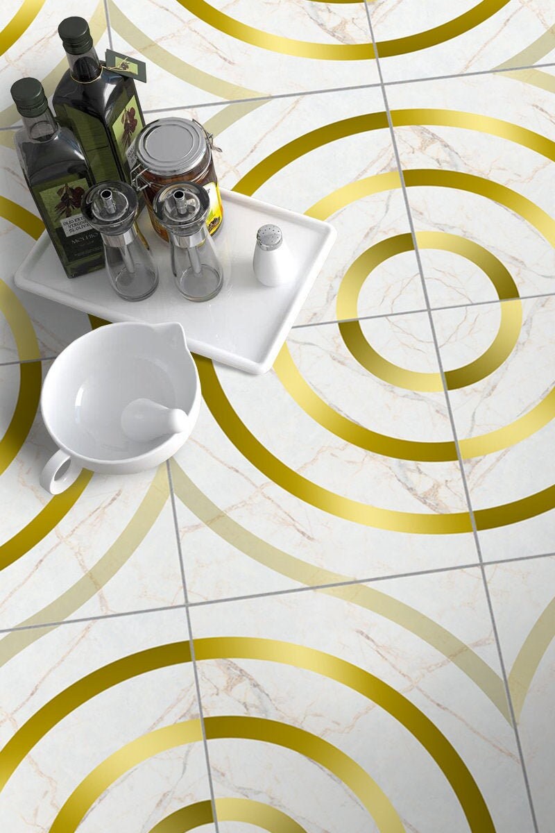 Floor Vinyl Tile Stickers for Kitchen Bathroom / Faux Brass | Etsy