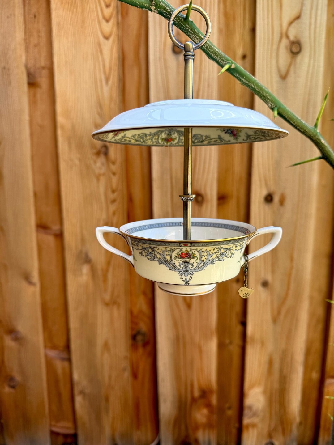 Tea Cup Bird Feeder | Vintage English Cream Soup Cup & Saucer | Royal ...